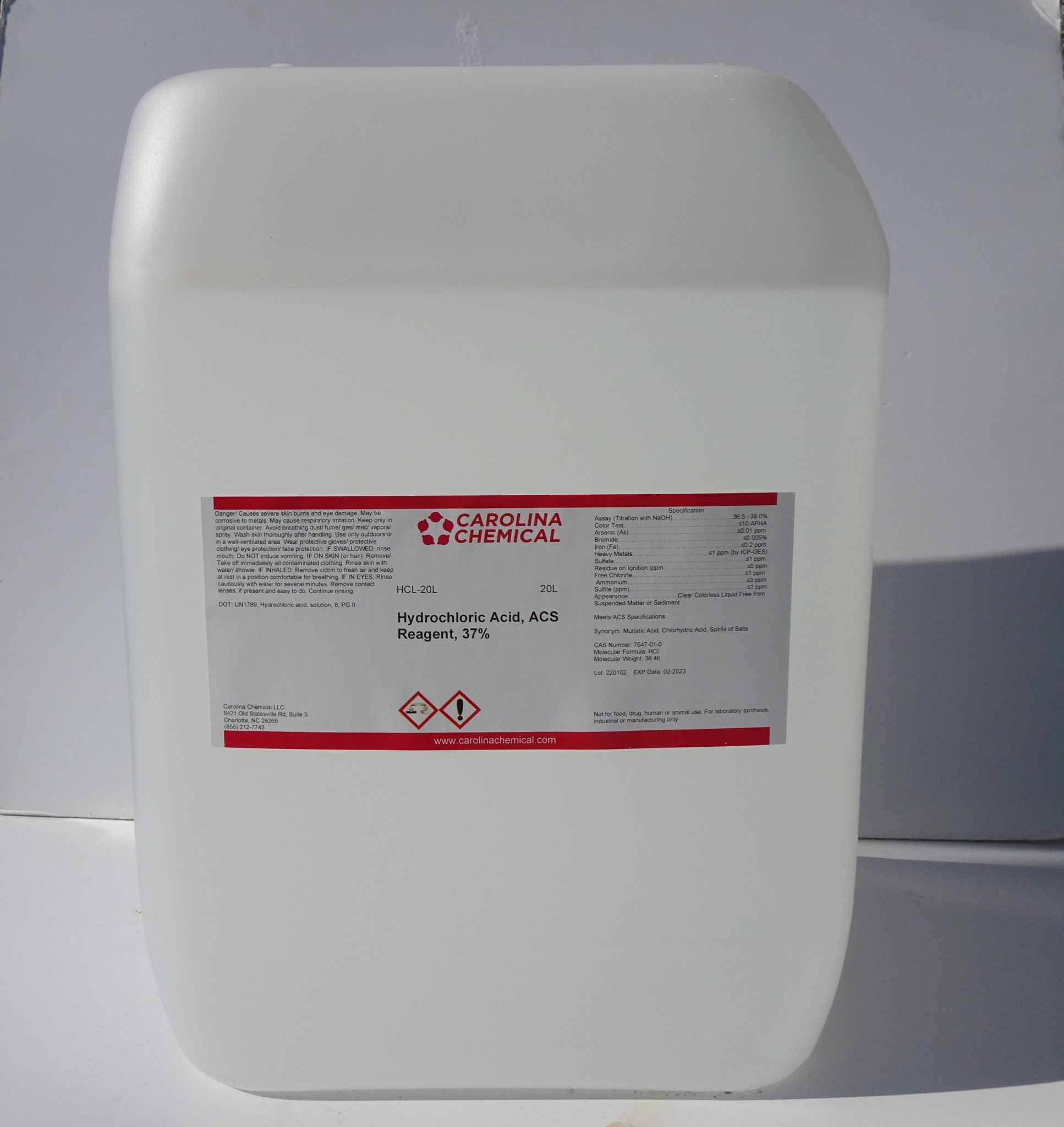 Hydrochloric Acid ACS Reagent, 37% - Carolina Chemical